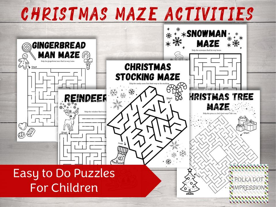 Christmas Maze Activities for Children | Fine Motor Skills Worksheets ...