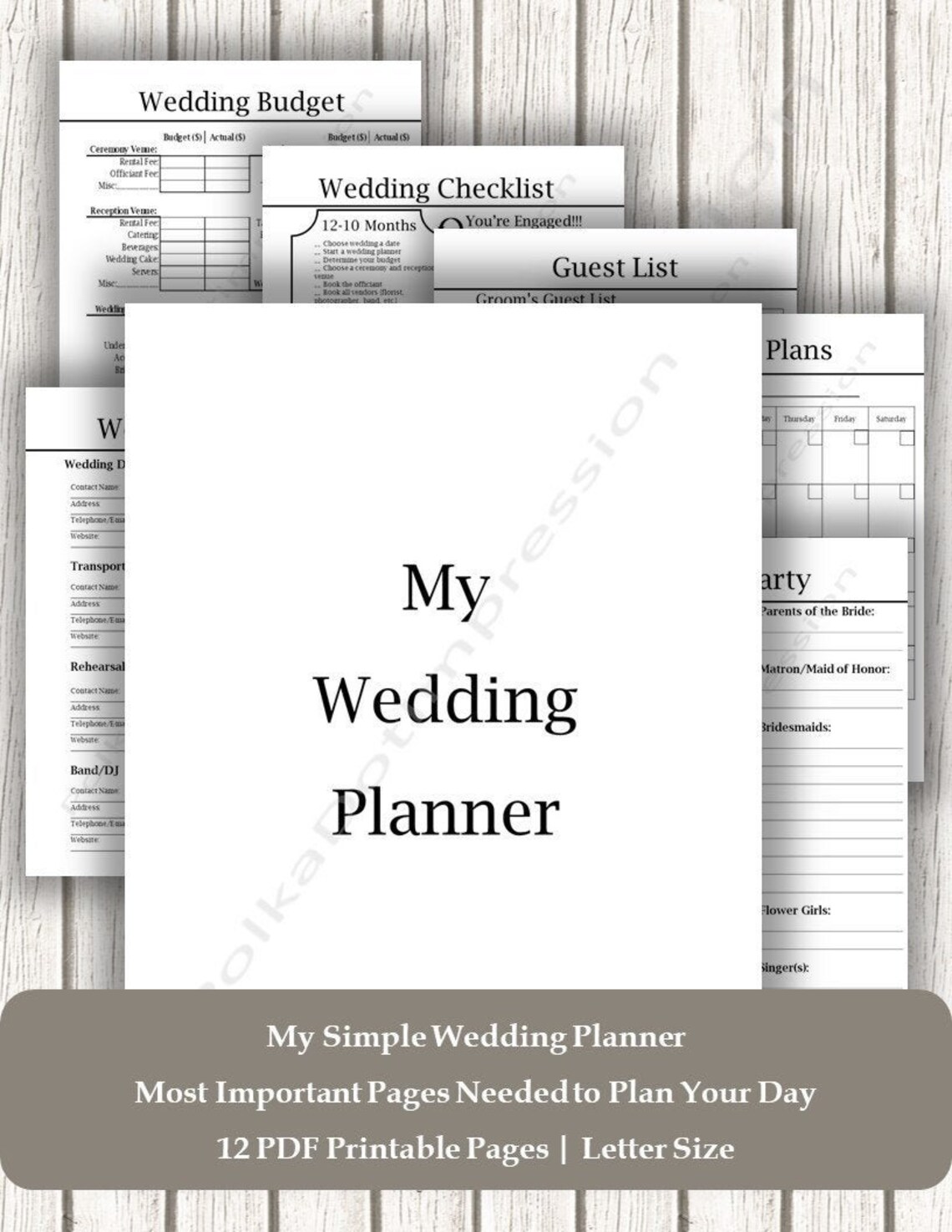 Neat & Simple Wedding Planner, Printable Wedding Planner PDF, Wedding ...