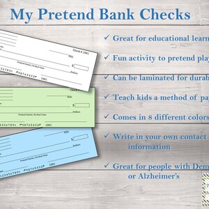 My Pretend Bank Checks | Pretend Play Checks for Kids | Play Check With ...