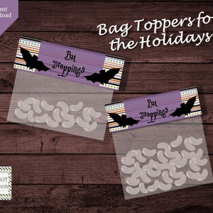 Bat Droppings Halloween Bag Toppers for Holiday Parties, Treat Bag ...