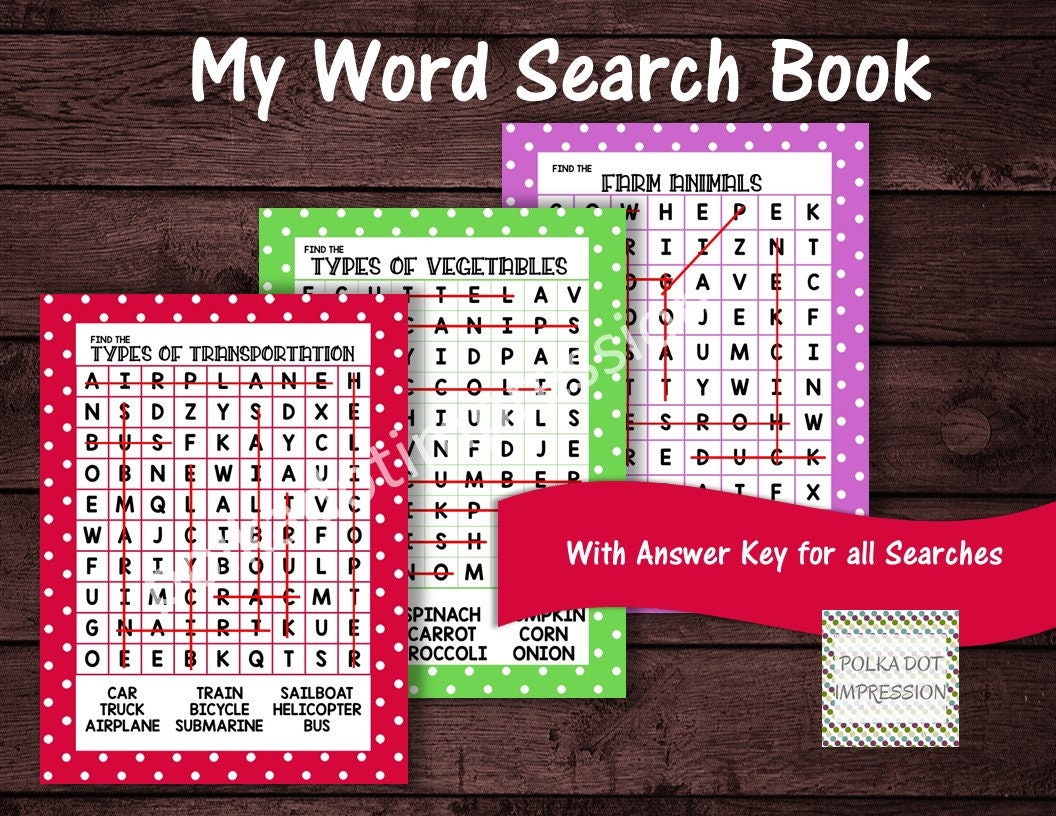 My Word Search Book for Children Kindergarten Learning Worksheets ...