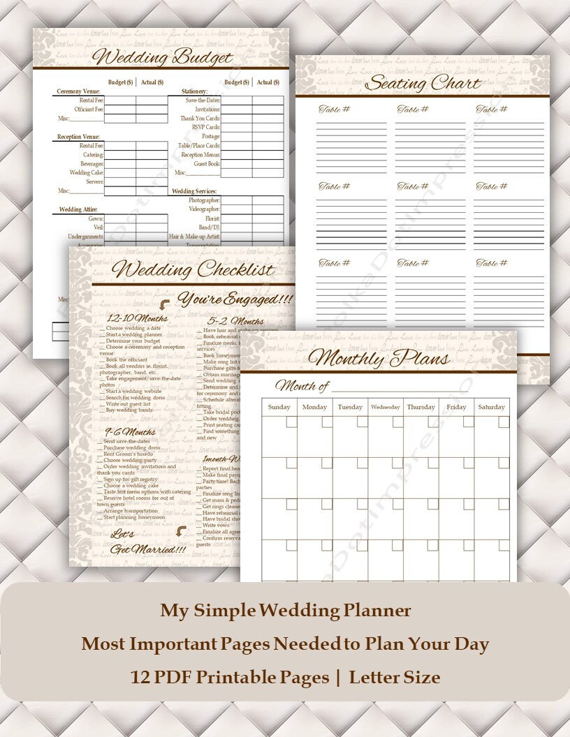 Ivory Love Simple Wedding Planner, Bridal Diary, Wedding Organizer ...