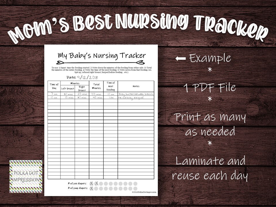 My Baby’s Nursing Tracker, Daily PDF Tracker for Newborns, Record ...