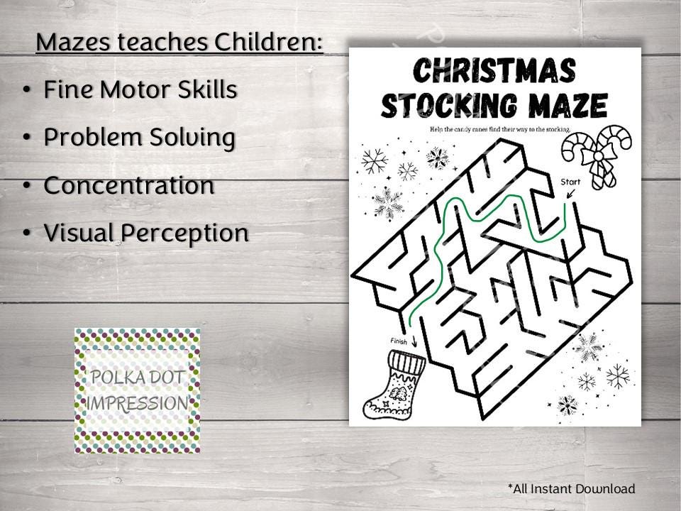 Christmas Maze Activities for Children | Fine Motor Skills Worksheets ...