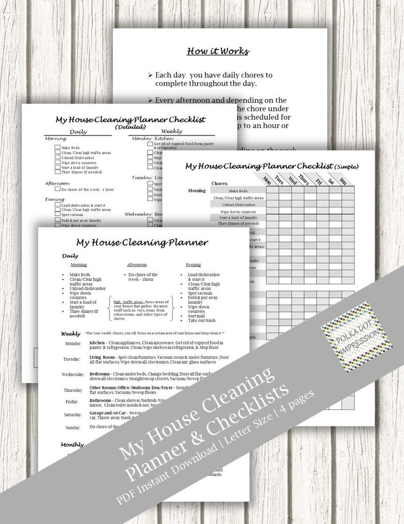 My House Cleaning Planner Schedule & Checklists Organized | Etsy
