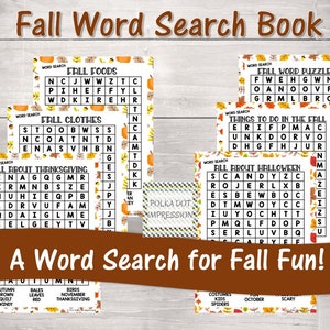 Fall Word Search Book for Children | Autumn Children Worksheets | Fall ...