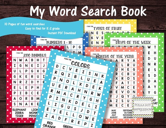 My Word Search Book for Children Kindergarten Learning | Etsy