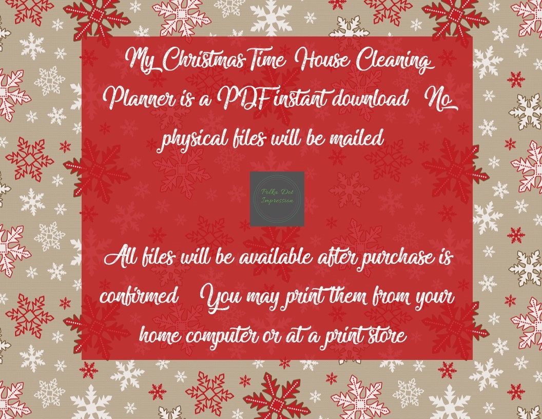 My Christmas Time House Cleaning Planner, Chore Plans, Holiday Clean ...