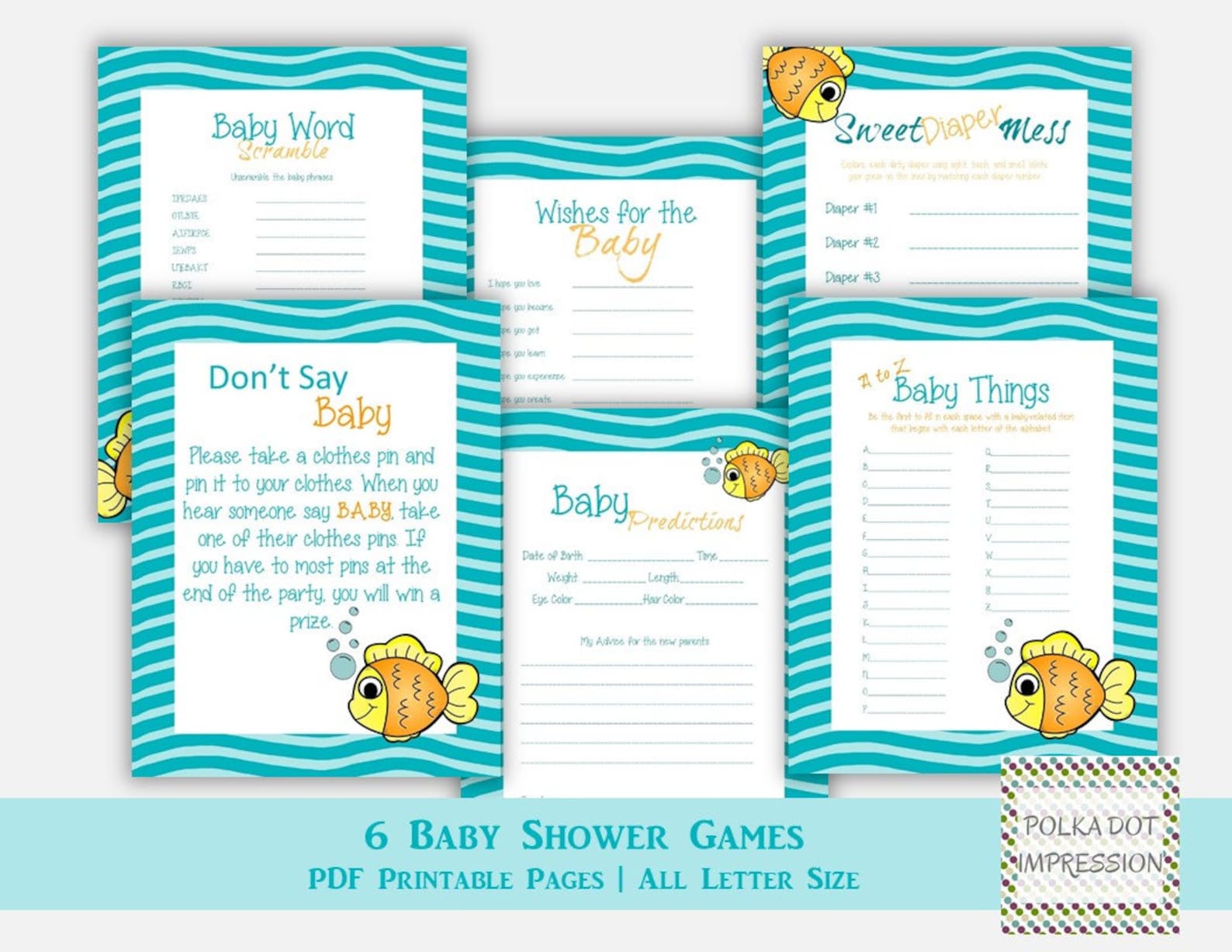 Under the Sea Themed Baby Shower Games Kit, Baby Shower Games, Cupcake ...
