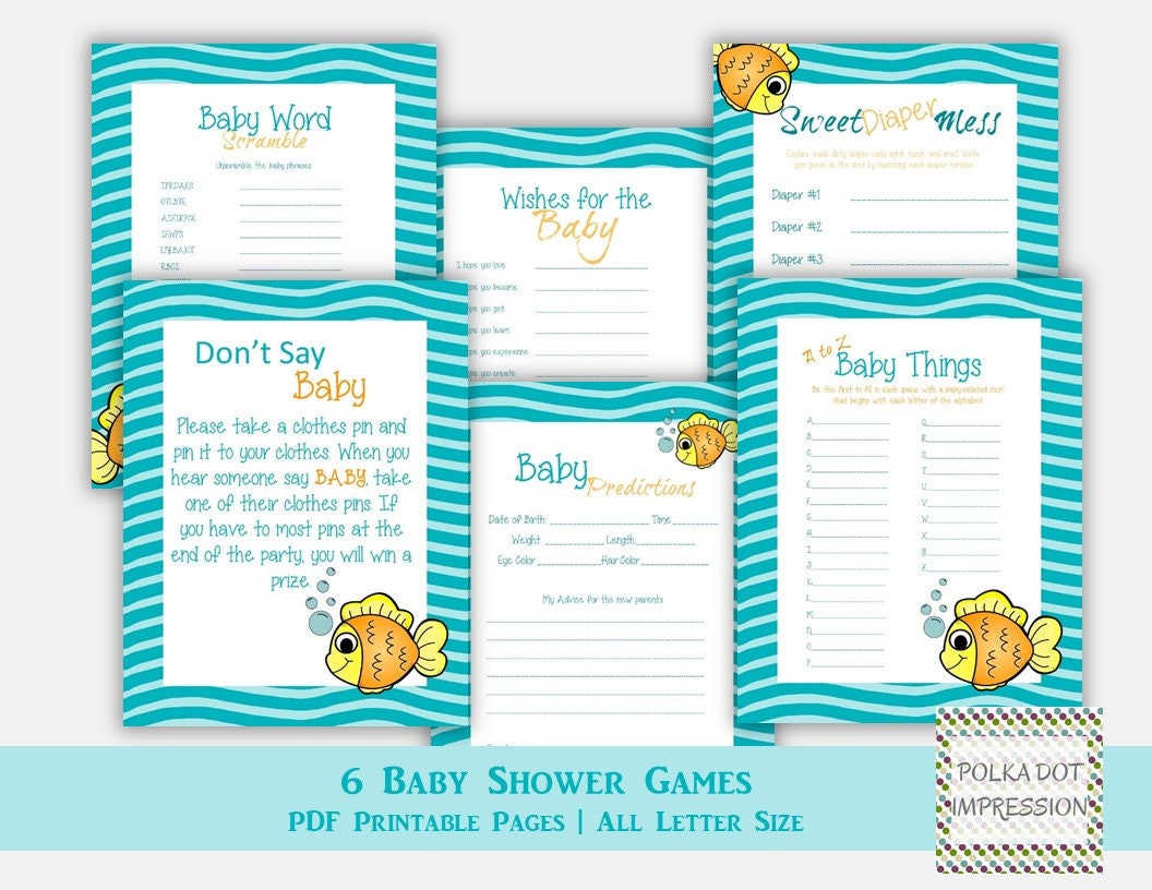 Under the Sea Themed Baby Shower Games Kit, Baby Shower Games, Cupcake ...