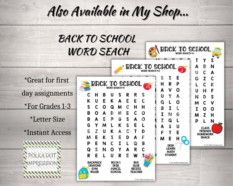 Confetti Printables for First Day of School, Back to School, Poem Cards ...