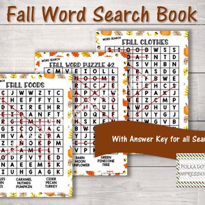 Fall Word Search Book for Children Autumn Children - Etsy
