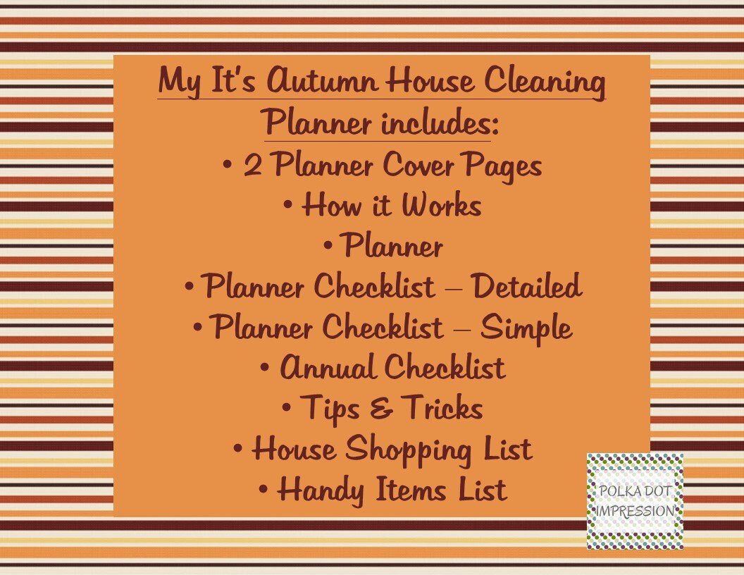 My Its Autumn House Cleaning Planner, Organized Cleaning List, Routine ...