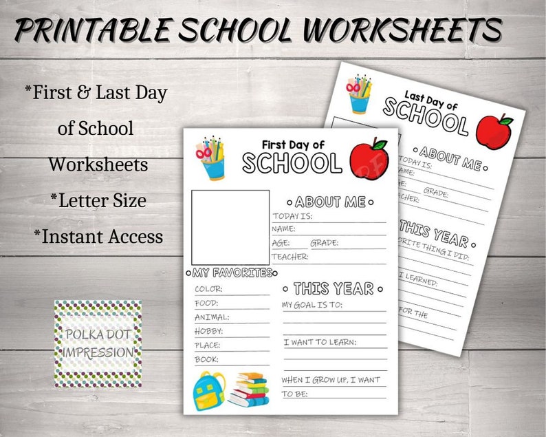 Printable First and Last Day of School Worksheet for Students, Student Questionnaire, Back to ...