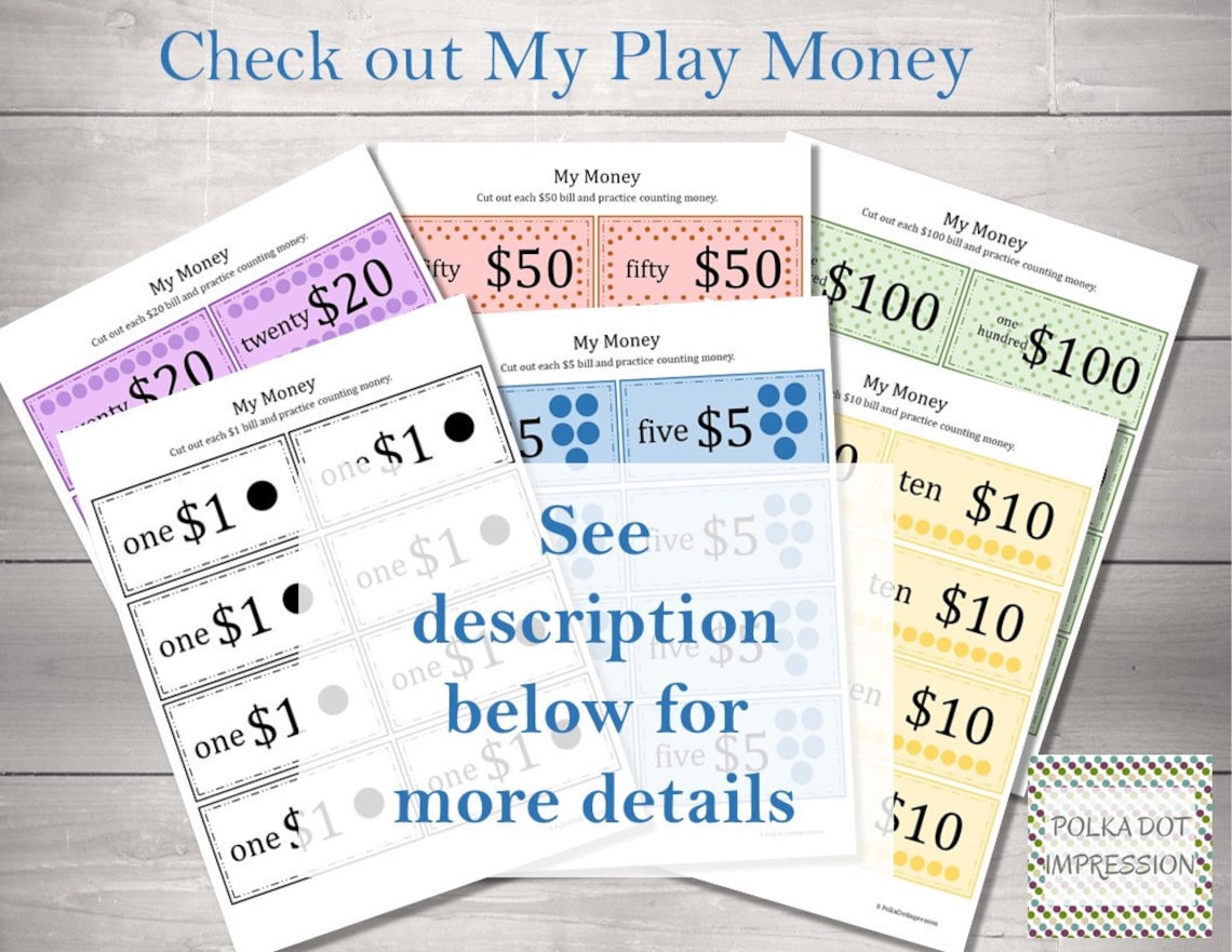 My Play Bank Checks for Children Educational Play Bank Checks Play ...