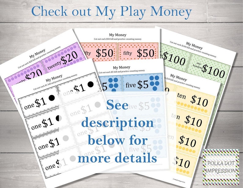 My Play Bank Checks for Children Educational Play Bank Checks Play ...