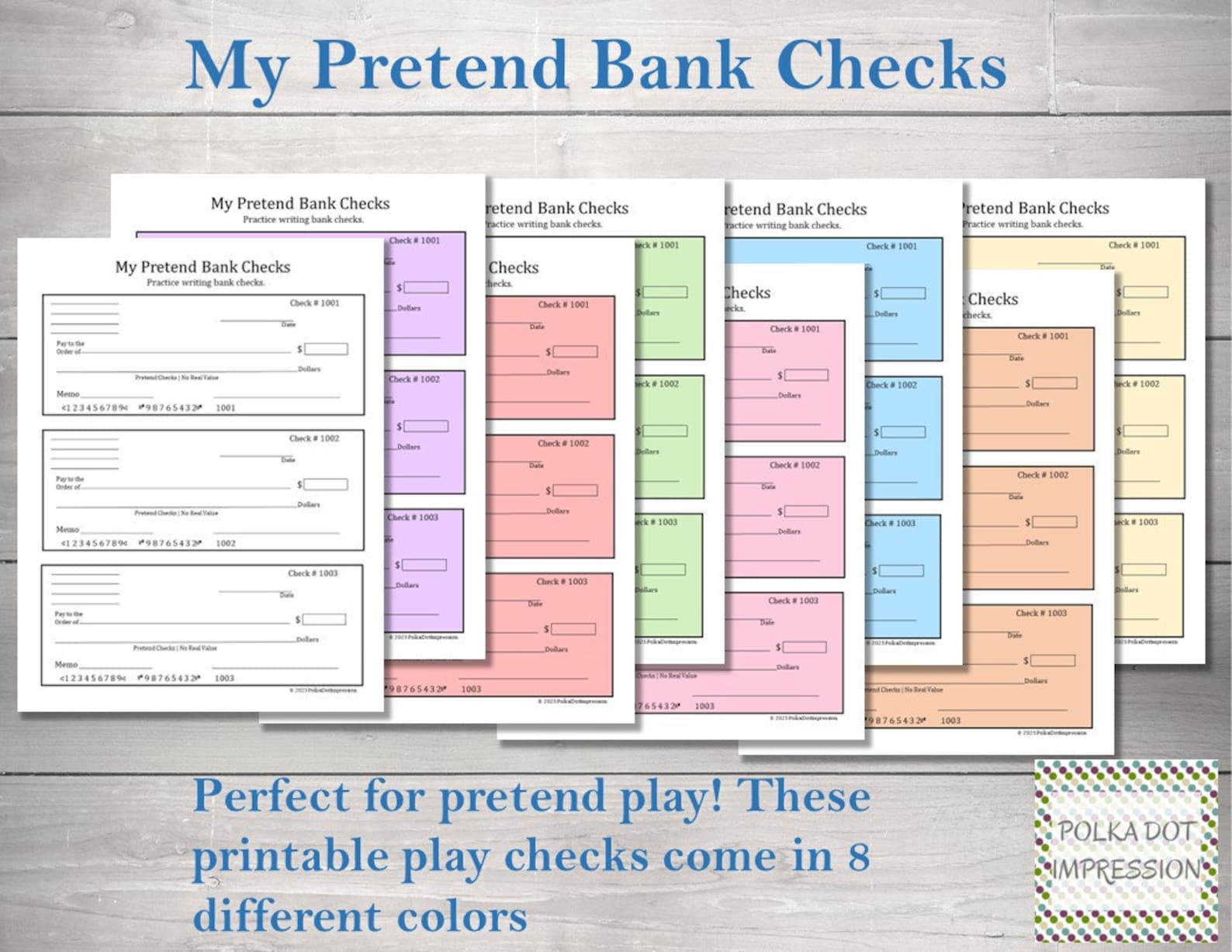 My Pretend Bank Checks | Pretend Play Checks for Kids | Play Check With ...