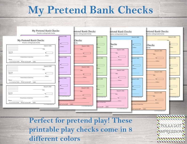 My Pretend Bank Checks | Pretend Play Checks for Kids | Play Check With ...