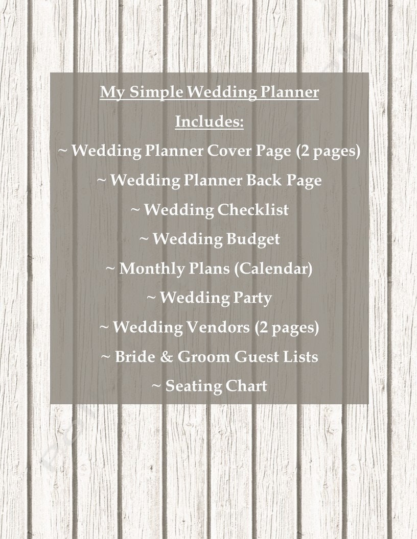 Neat & Simple Wedding Planner, Printable Wedding Planner PDF, Wedding ...