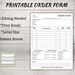 Printable Order Form, Customer Purchase Order, Company Business Sheet ...