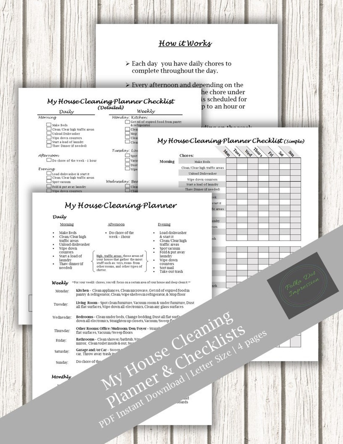 My Laminated House Cleaning Planner Schedule & Checklists Helps With ...