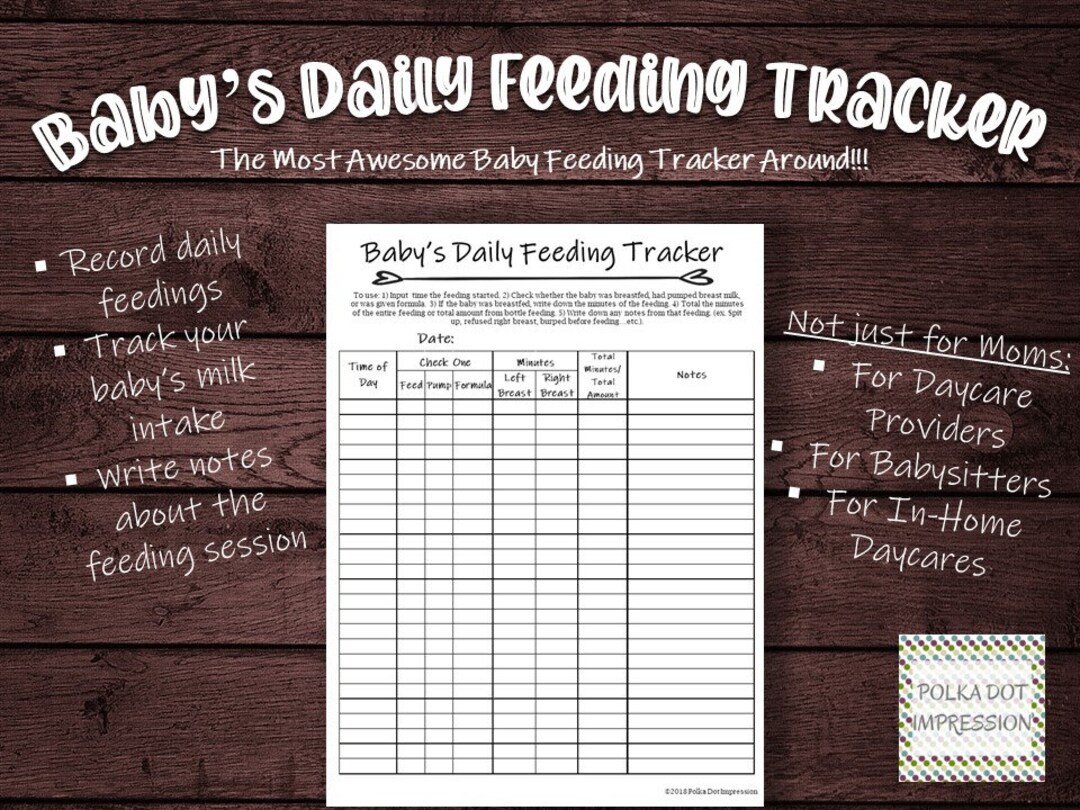 Baby’s Daily Feeding Tracker, Tracker for Feeding Baby, Newborn Feeding ...