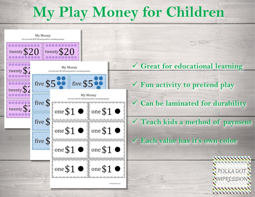 My Play Money for Children | Pretend Play Money for Kids | Educational ...