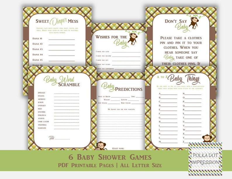 Monkeyin Around Themed Baby Shower Games Kit Baby Shower - Etsy