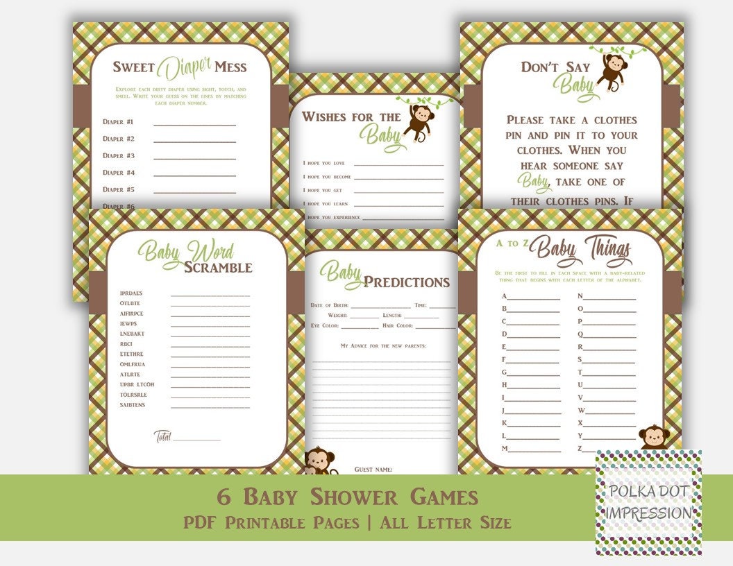 Monkeyin Around Themed Baby Shower Games Kit Baby Shower - Etsy