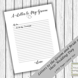 A Letter to My Bride and Groom, Perfect Wedding Day Gift, Romantic ...