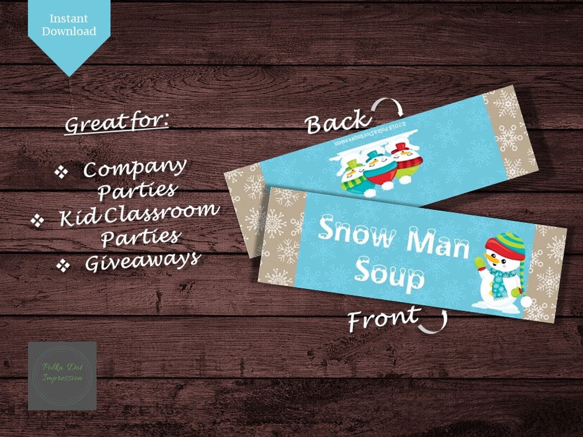 Snowman Soup Christmas Bag Toppers, Hot Chocolate Treat Bags for ...