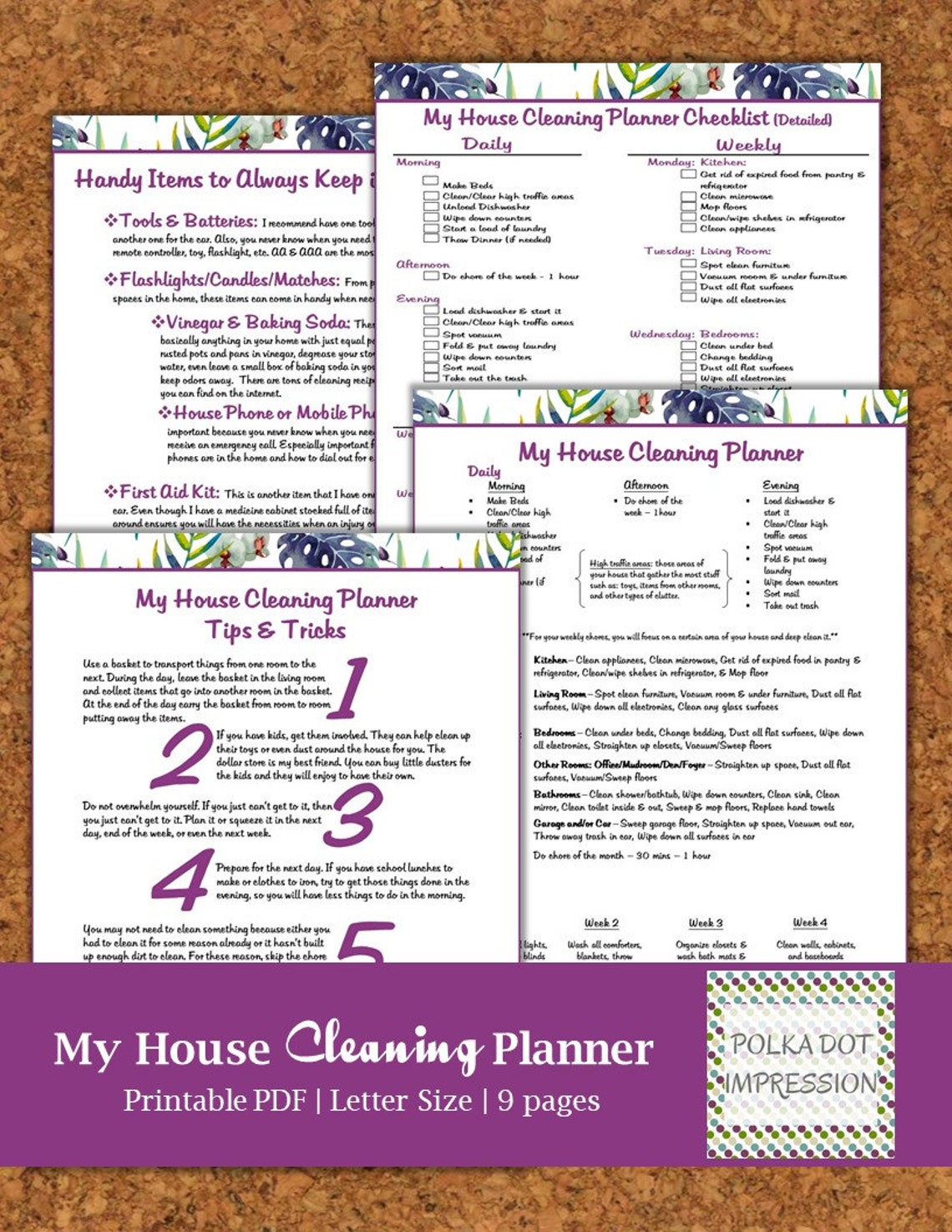 My Tropical Fun House Cleaning Planner | Simple Daily Cleaning Routine ...