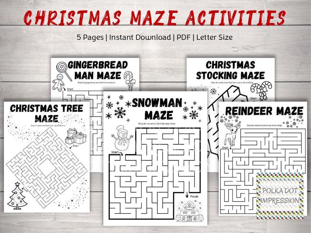 Christmas Maze Activities for Children | Fine Motor Skills Worksheets ...