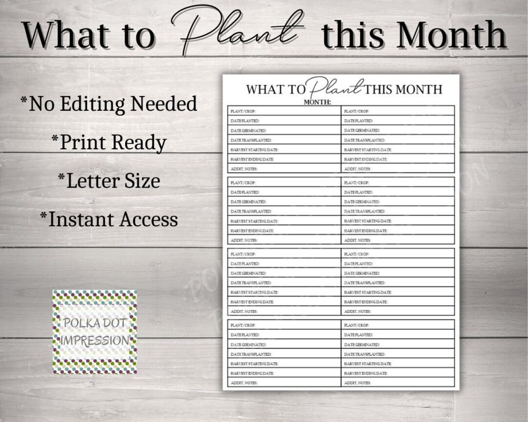 What to Plant This Month, House Plant Guide, Gardening Log, Checklist ...