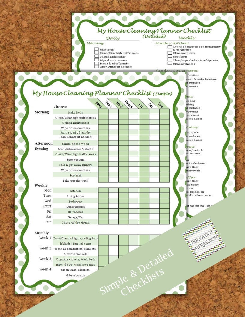 House Cleaning Checklist, Simple Routine Cleaning, Chore Tasks, Daily ...