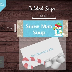 Snowman Soup Christmas Bag Toppers, Hot Chocolate Treat Bags for ...