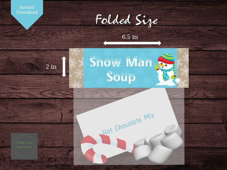 Snowman Soup Christmas Bag Toppers, Hot Chocolate Treat Bags for ...