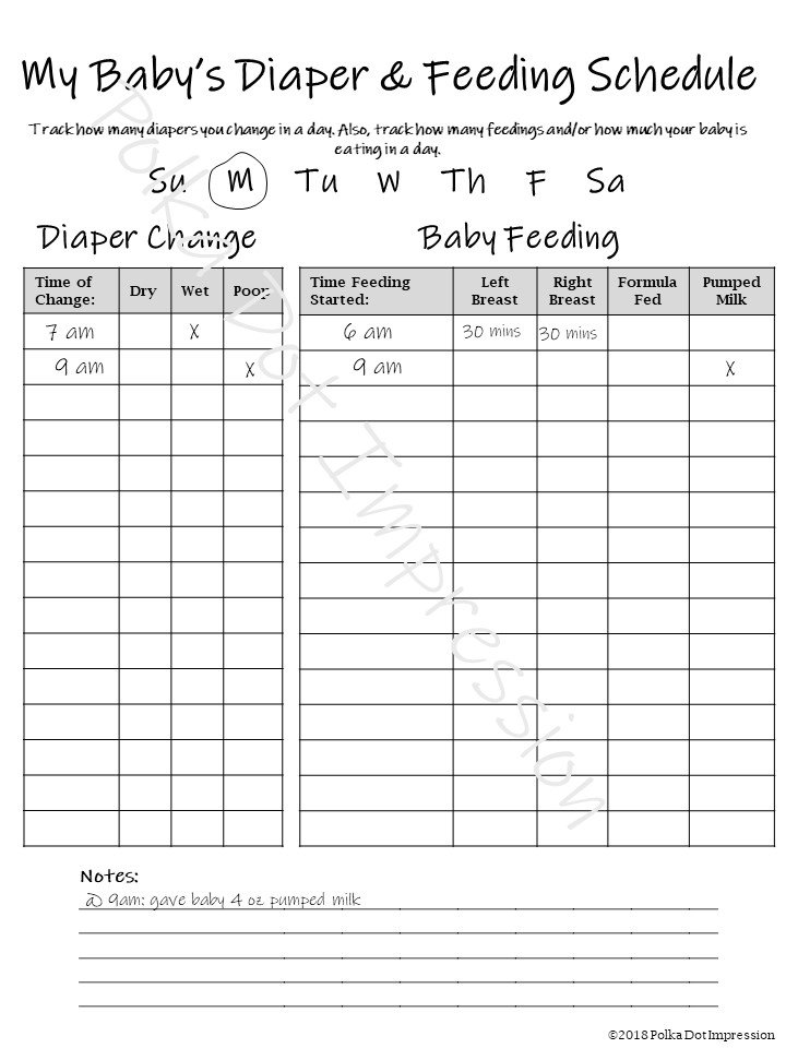 My Baby’s Diaper and Feeding Schedule, Track Baby Daily Intake, Record ...
