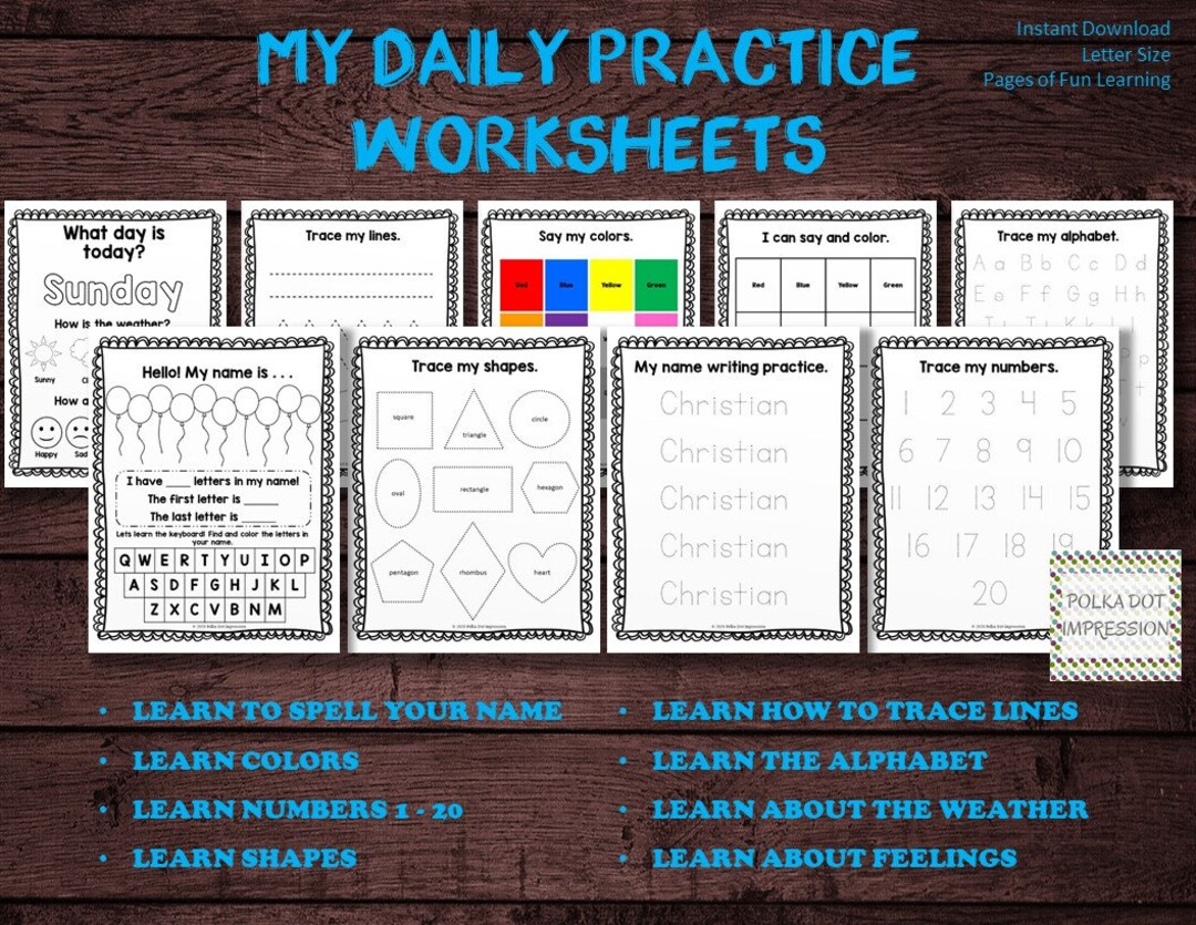 My Daily Practice Worksheets | Learn to Spell My Name | Daily School ...