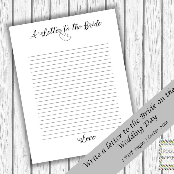 Note to Bride - Etsy