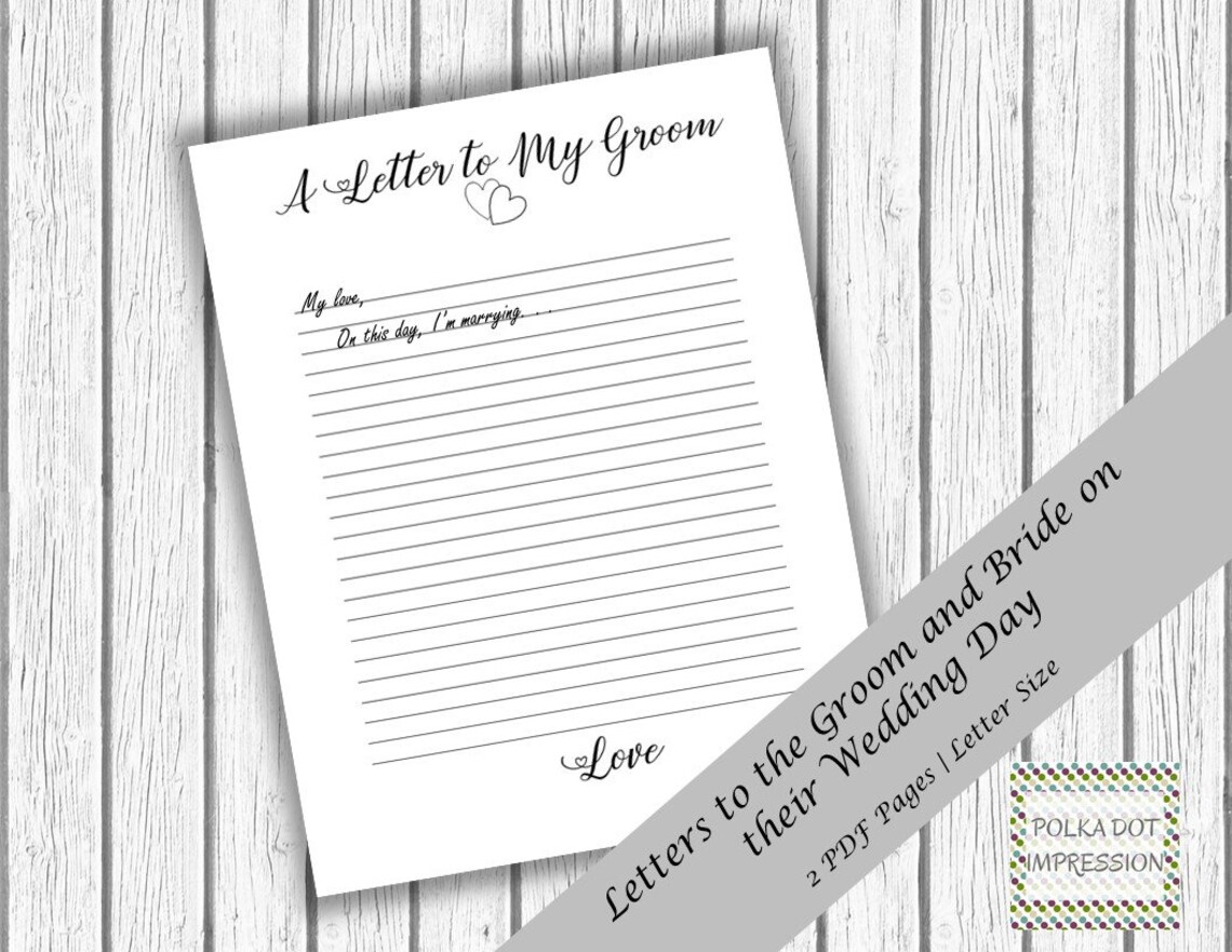 A Letter to My Bride and Groom, Perfect Wedding Day Gift, Romantic ...