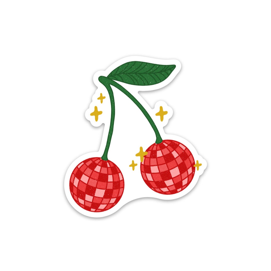 Disco Cherry Sticker / Red Disco Cherry Decal / Waterproof Bottle Disco ...