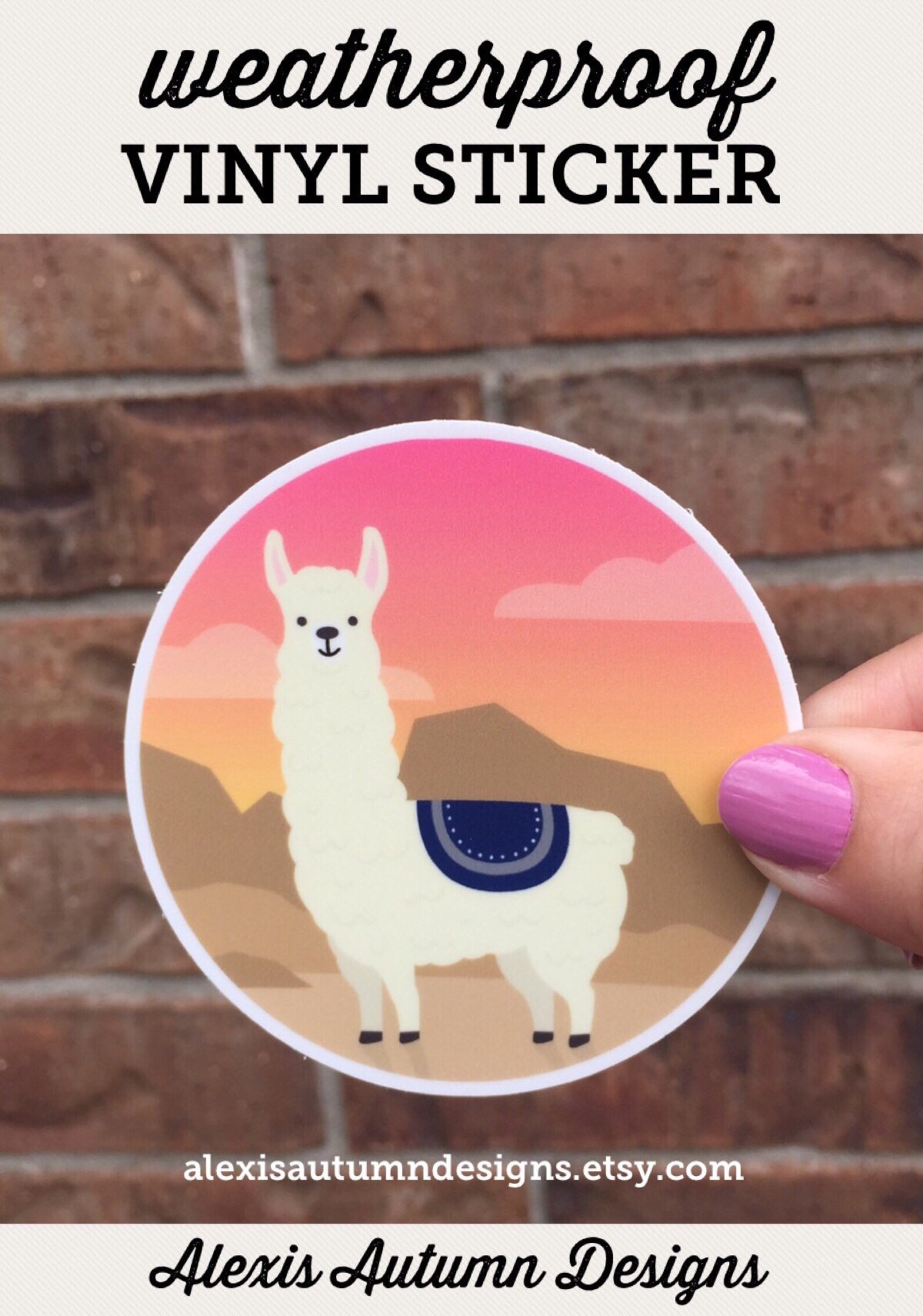 Llama Circle Sticker 3-inch Waterproof Llama Sticker Pink | Etsy