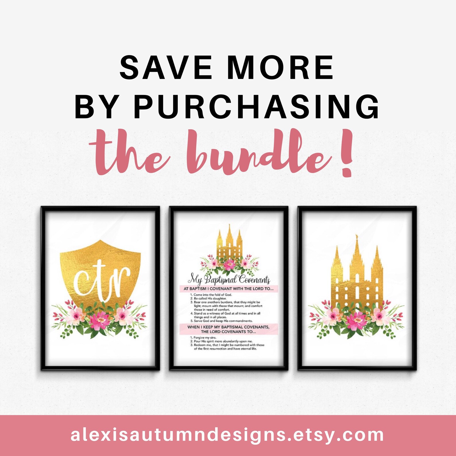 Pink Floral CTR LDS Printable Faux Gold Foil Lds Ctr Shield - Etsy