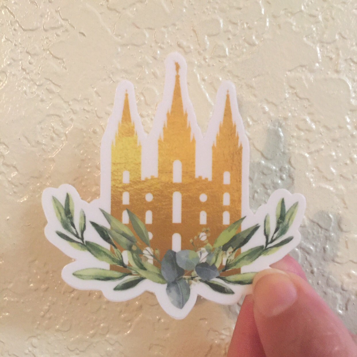 LDS Gold Temple Green Floral Sticker Waterproof - Etsy