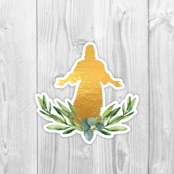 LDS Gold Jesus Christ Green Laurel Sticker Waterproof | Etsy