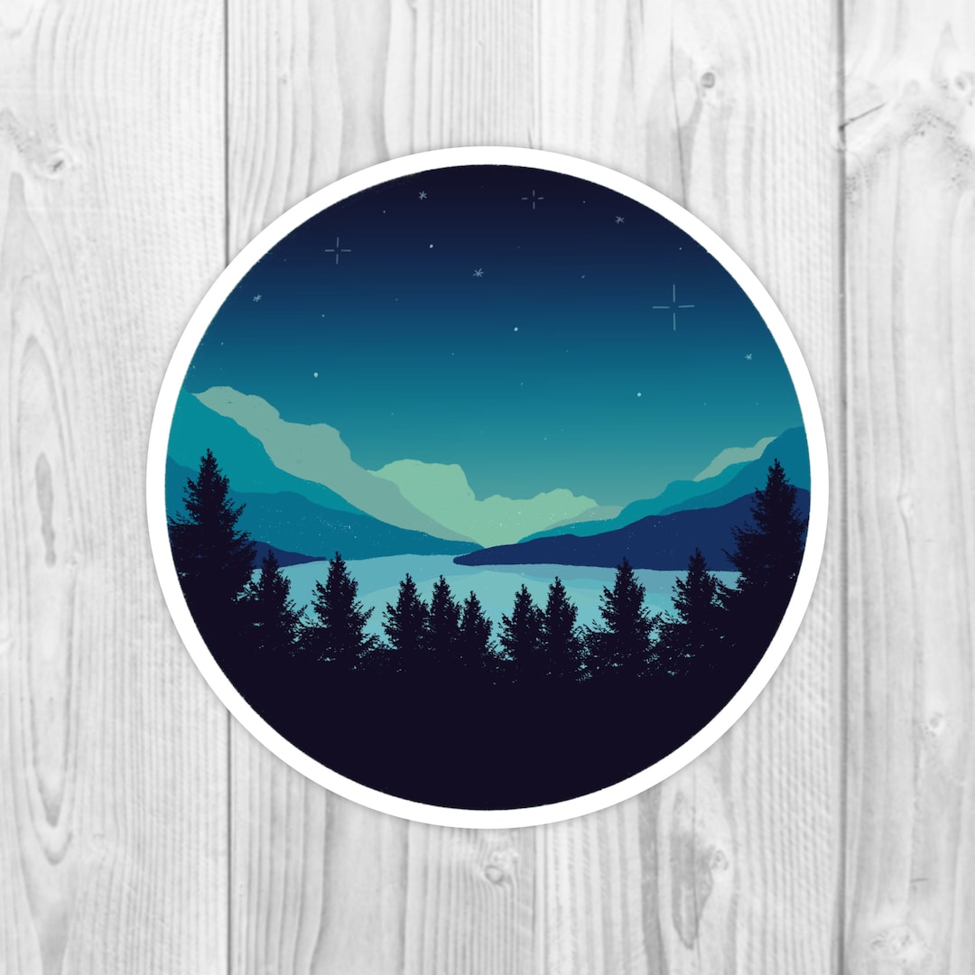 Blue Mountain Landscape Round Sticker 3 Inch Sticker - Etsy