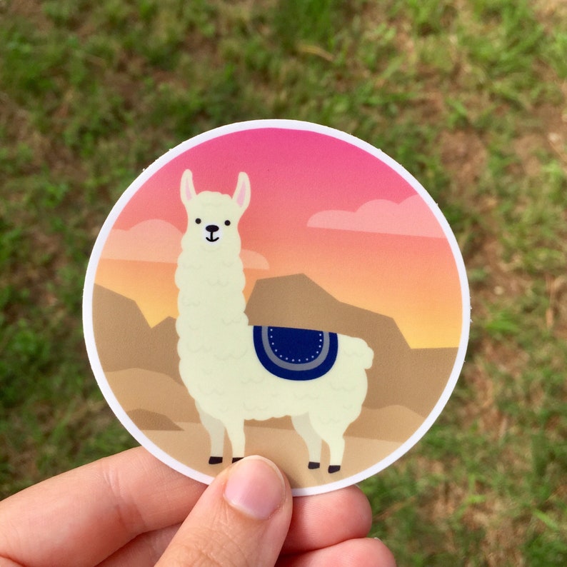 Llama Circle Sticker 3-inch Waterproof Llama Sticker Pink | Etsy