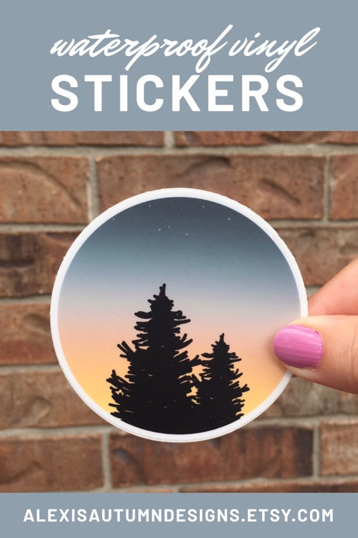 Tree Sunset Landscape Sticker Sunset Landscape Adventure 3 | Etsy