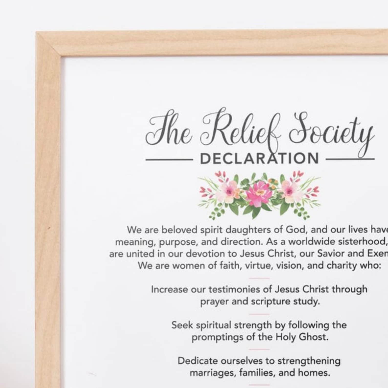 LDS Relief Society Declaration Print LDS Relief Society Lds - Etsy